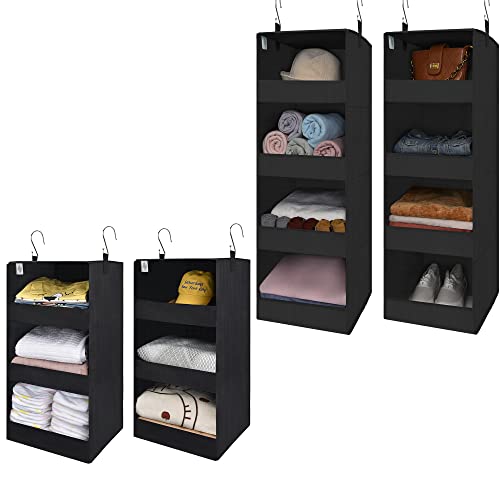 GRANNY SAYS Bundle of 2-Pack Shelf Organizer for Closet & 2-Pack Closet Hanging Storage Shelves