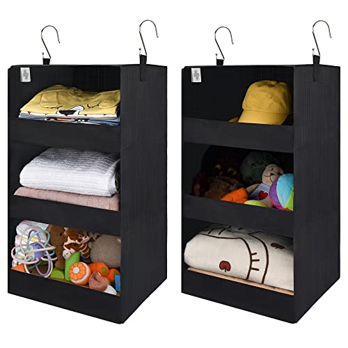 GRANNY SAYS Bundle of 2-Pack Shelf Organizer for Closet & 2-Pack Closet Hanging Storage Shelves