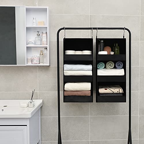 GRANNY SAYS Bundle of 2-Pack Shelf Organizer for Closet & 2-Pack Closet Hanging Storage Shelves