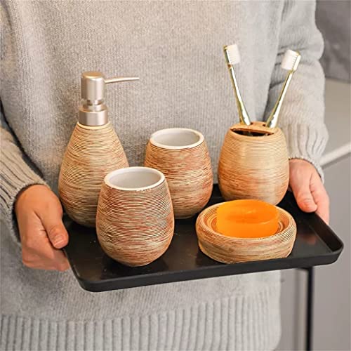 CZDYUF Retro Ceramic Wash Bathroom Toilet Supplies Set Bathroom Five-Piece Set Handmade Wedding Wash Set