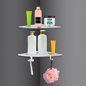 uni-green shower corner shelves with robe holder and razor holder in stainless steel, 2 pack.