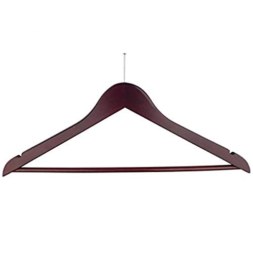 NAHANCO 60317BEC Wooden Suit Hanger, 17", Low Gloss Mahogany Finish with Ball Top Hook and Bright Chrome Hardware (Pack of 100)