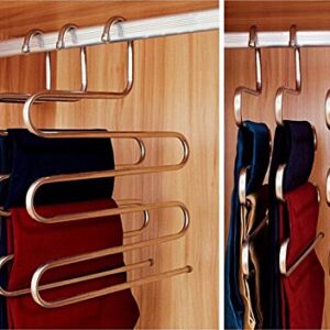 ECOLIFE Sturdy S-Type Multi-Purpose Stainless Steel Magic Pants Hangers Closet Hangers Space Saver Storage Rack for Hanging Jeans Scarf Tie(Set of 2)