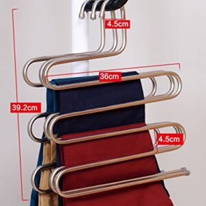 ECOLIFE Sturdy S-Type Multi-Purpose Stainless Steel Magic Pants Hangers Closet Hangers Space Saver Storage Rack for Hanging Jeans Scarf Tie(Set of 2)