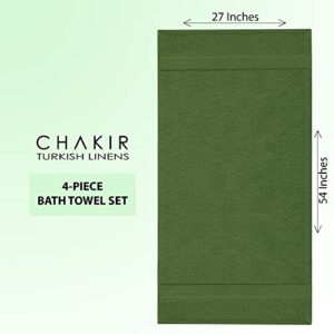 Chakir Turkish Linens 100% Cotton Premium Turkish Towels for Bathroom | 27'' x 54'' (4-Piece Bath Towels - Moss)