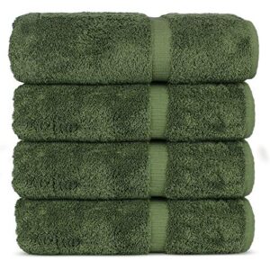 chakir turkish linens 100% cotton premium turkish towels for bathroom | 27'' x 54'' (4-piece bath towels - moss)