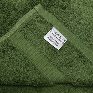 Chakir Turkish Linens 100% Cotton Premium Turkish Towels for Bathroom | 27'' x 54'' (4-Piece Bath Towels - Moss)