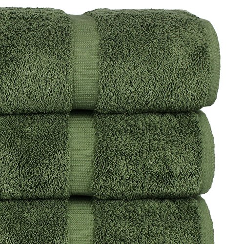 Chakir Turkish Linens 100% Cotton Premium Turkish Towels for Bathroom | 27'' x 54'' (4-Piece Bath Towels - Moss)