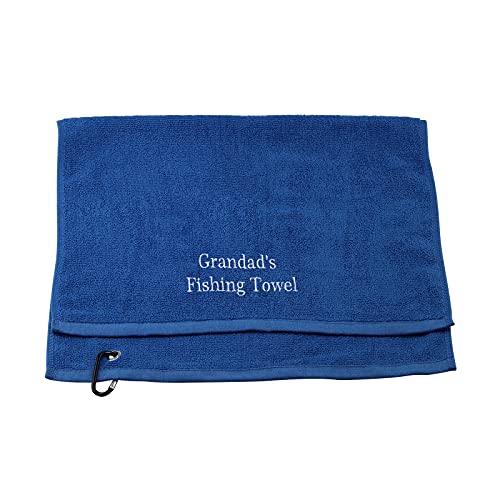 Grandads Fishing Towel Fisherman Gift Fishing Lover Gift Embroidered Towel with Clip (Grandads Fishing Towel)