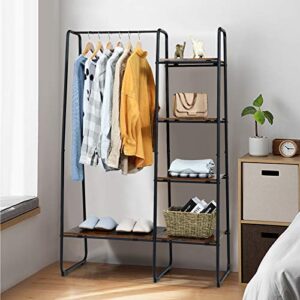 Nightcore Clothes Rack with Shelves, Metal Clothing Racks for Hanging Clothes, Freestanding Garment Rack, Portable Large Capacity Closet Organizer for Bedroom Entryway (Black)