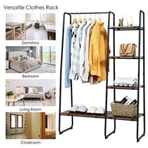 Nightcore Clothes Rack with Shelves, Metal Clothing Racks for Hanging Clothes, Freestanding Garment Rack, Portable Large Capacity Closet Organizer for Bedroom Entryway (Black)