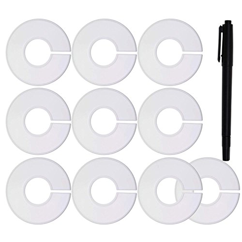 DYWISHKEY 10 Pieces Clothing Size Dividers Round Hangers Closet Dividers with Pen