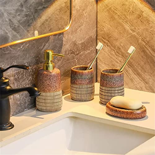 CZDYUF Ceramic Bathroom Five-Piece Wash Set Bathroom Supplies Bathroom Mouthwash Cup Toothbrush Cup Set