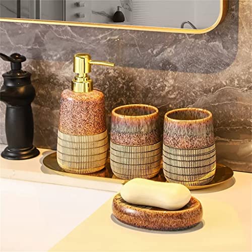 CZDYUF Ceramic Bathroom Five-Piece Wash Set Bathroom Supplies Bathroom Mouthwash Cup Toothbrush Cup Set