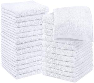 utopia towels cotton washcloths set - 100% ring spun cotton, premium quality flannel face cloths, highly absorbent and soft feel fingertip towels (24 pack, white)