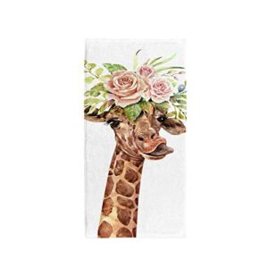 vantaso bath hand towels giraffe floral，soft & absorbent washcloths towel for bathroom kitchen hotel gym spa