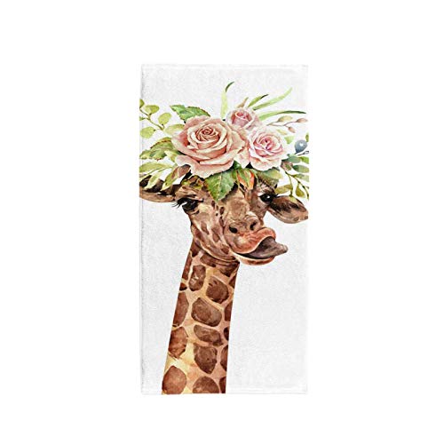 Vantaso Bath Hand Towels Giraffe Floral，Soft & Absorbent Washcloths Towel for Bathroom Kitchen Hotel Gym Spa