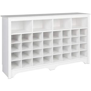 trent home engineered wood 36 cubby versatile wooden shoe cubby console in white