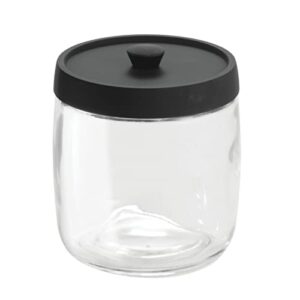 mDesign Small Apothecary Organizer Canister Jars - Glass Containers with Plastic Lid for Bathroom, Organization Holder for Vanity, Counter, Malloy Collection - 2 Pack - Clear/Matte Black