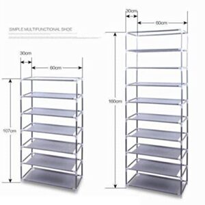 MEZHI 10Layers 9 Grid Shoe Rack Shelf Storage Closet Organizer Cabinet Portable 63inch