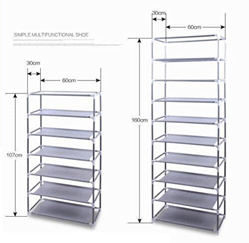 MEZHI 10Layers 9 Grid Shoe Rack Shelf Storage Closet Organizer Cabinet Portable 63inch