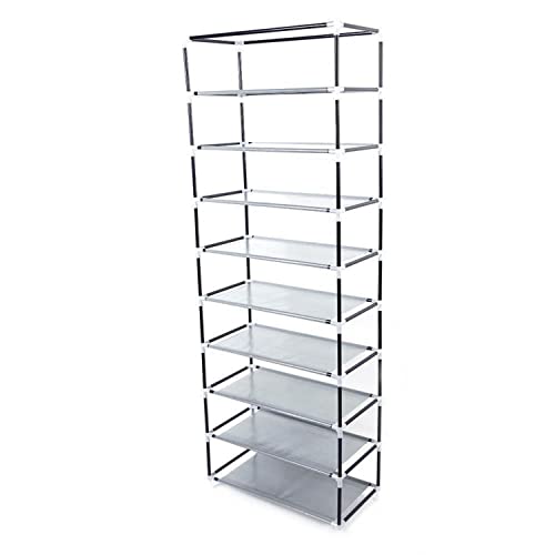 MEZHI 10Layers 9 Grid Shoe Rack Shelf Storage Closet Organizer Cabinet Portable 63inch