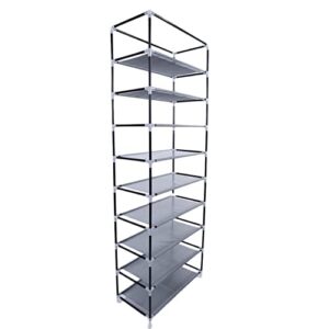 MEZHI 10Layers 9 Grid Shoe Rack Shelf Storage Closet Organizer Cabinet Portable 63inch