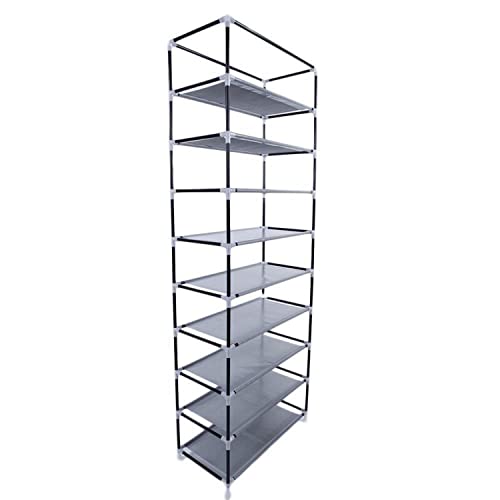 MEZHI 10Layers 9 Grid Shoe Rack Shelf Storage Closet Organizer Cabinet Portable 63inch