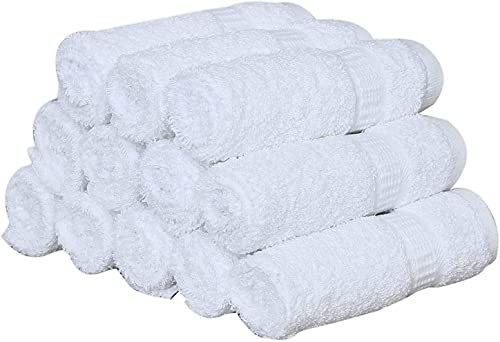 GOLD TEXTILES 120 Pack Premium White Hand Towels 16x30 inches - 100% Ring Spun Cotton Luxury Soft Absorbent & Quick Dry, Large Bathroom Hand Towel Perfect for Hotel, Salon,Gym & Spa (120 White)