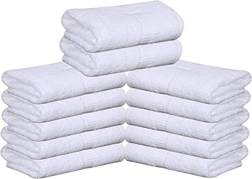 GOLD TEXTILES 120 Pack Premium White Hand Towels 16x30 inches - 100% Ring Spun Cotton Luxury Soft Absorbent & Quick Dry, Large Bathroom Hand Towel Perfect for Hotel, Salon,Gym & Spa (120 White)