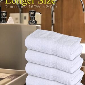 GOLD TEXTILES 120 Pack Premium White Hand Towels 16x30 inches - 100% Ring Spun Cotton Luxury Soft Absorbent & Quick Dry, Large Bathroom Hand Towel Perfect for Hotel, Salon,Gym & Spa (120 White)