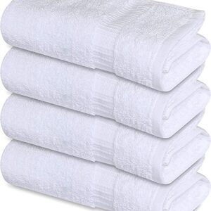 GOLD TEXTILES 120 Pack Premium White Hand Towels 16x30 inches - 100% Ring Spun Cotton Luxury Soft Absorbent & Quick Dry, Large Bathroom Hand Towel Perfect for Hotel, Salon,Gym & Spa (120 White)