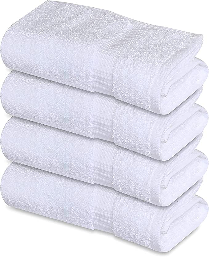 GOLD TEXTILES 120 Pack Premium White Hand Towels 16x30 inches - 100% Ring Spun Cotton Luxury Soft Absorbent & Quick Dry, Large Bathroom Hand Towel Perfect for Hotel, Salon,Gym & Spa (120 White)