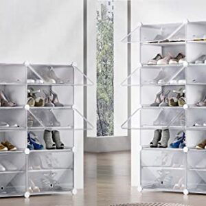 UNZIPE Shoe Rack Cabient, 56 Pairs Shoes Organizer Plastic Cube Storage Shoe Shelves Free Standing Shoe Rack for Closet, Bedroom Entryway Hallway, White