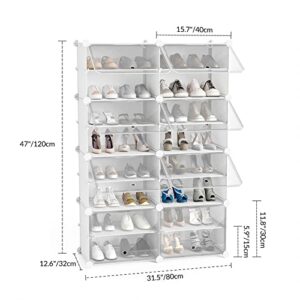 UNZIPE Shoe Rack Cabient, 56 Pairs Shoes Organizer Plastic Cube Storage Shoe Shelves Free Standing Shoe Rack for Closet, Bedroom Entryway Hallway, White