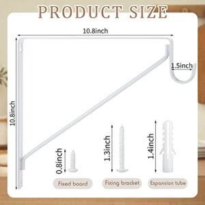 Closet Rod Bracket Bulk Heavy Duty Closet Brackets Closet Shelf Bracket with Rod Support Rod Brackets Holder Shelf Rod Hangers Hooks with Screw for Home Closet Decor, 10.6 x 12.6 Inch (White, 16 Pack)