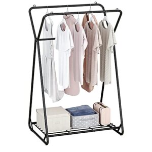 manydfyu garment rack, heavy duty double rail clothing garment rack hanger removable metal coat rail pipe double rail clothes rack (black)