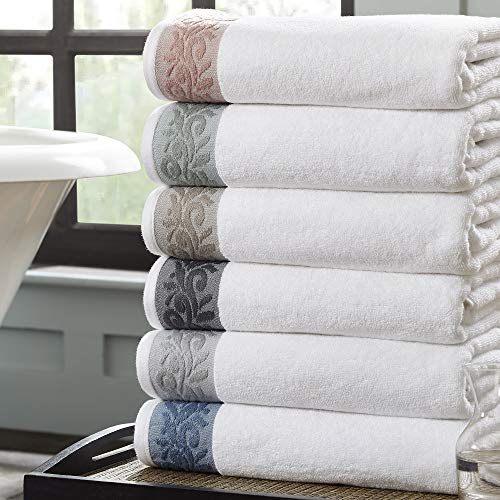 Modern Threads 600 GSM 6-Piece Towel Set with Filgree Jacquard Border Blue