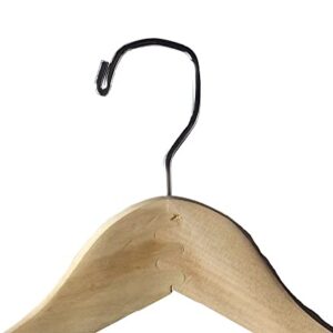 NAHANCO 17” Wooden Concave Suit Hanger with Locking Pant Bar, Natural Wax Finish (Pack of 100)