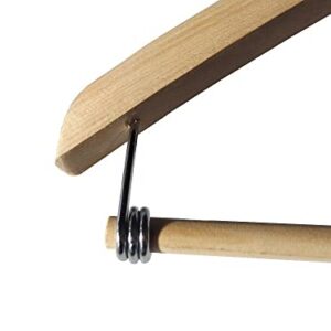 NAHANCO 17” Wooden Concave Suit Hanger with Locking Pant Bar, Natural Wax Finish (Pack of 100)