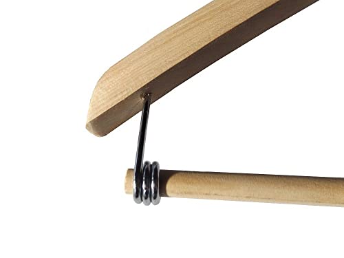 NAHANCO 17” Wooden Concave Suit Hanger with Locking Pant Bar, Natural Wax Finish (Pack of 100)