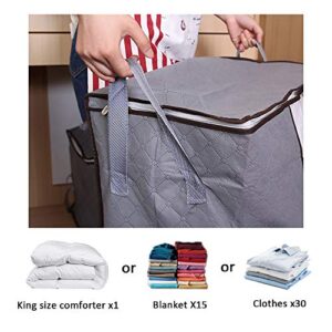 Foldable Storage Bag Organizers, Breathable Clothing Organizer Bags with Large Clear Window and Carry Handles, Storage Boxes for Comforters, Clothes, Blankets, Closets, Bedrooms, 3 Pack, Grey