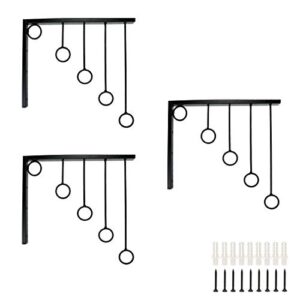 geesatis 3 pcs wall-mounted garment rack solid iron clothing hanging rack hanging bracket tool for bathroom bedroom balcony hanging, with mounting screws, black