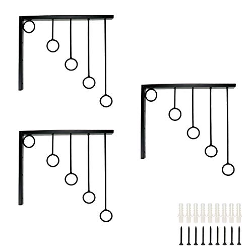 Geesatis 3 pcs Wall-Mounted Garment Rack Solid Iron Clothing Hanging Rack Hanging Bracket Tool for Bathroom Bedroom Balcony Hanging, with Mounting Screws, Black