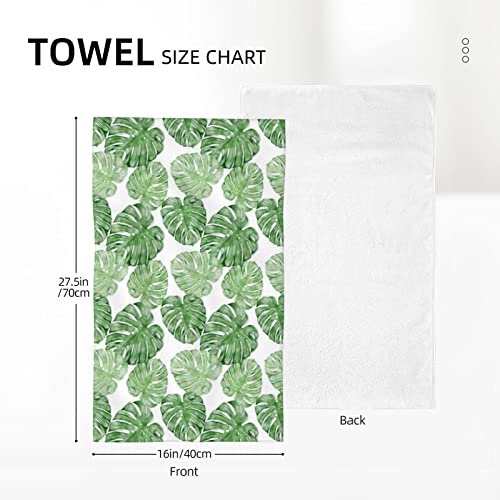 Green Plant Leaves Hand Towel, Decorative Towels Warming Gift for Bathroom Kitchen Bath Spa Gym 16"x27.5"