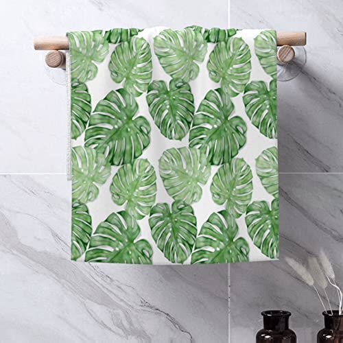 Green Plant Leaves Hand Towel, Decorative Towels Warming Gift for Bathroom Kitchen Bath Spa Gym 16"x27.5"