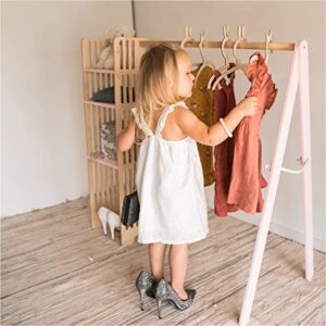 ewart woods children wardrobe wood clothing rack clothes closet kids dress up storage toddler wardrobe montessori room furniture (ivory white wardrobe + hangers 4x)