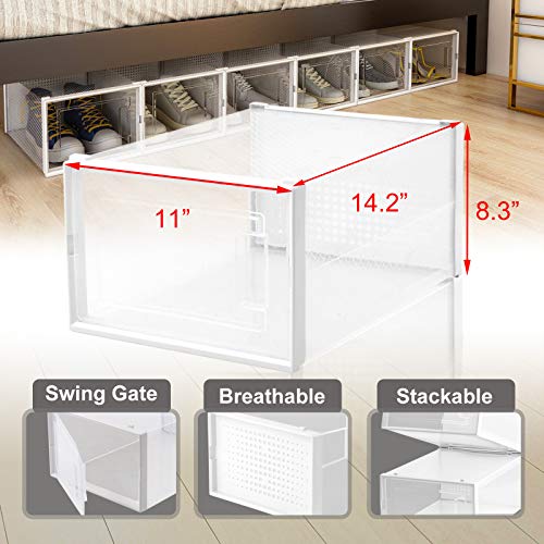 AJP Distributors 6 Collapsible Stackable Shoe Organizer Racks for Closets and Entryway Shoes Storage Cabinet Storage Bins Men Women Kids Guest Sneakers Clear Plastic Boxes Lids Small Medium Or Large