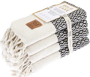 gold case zeus original turkish hand towels - set of 4-20x40 100% cotton decorative bathroom and kitchen towel for hand, face, hair, head, farmhouse, yoga, gym. tea towel & dishcloth, black