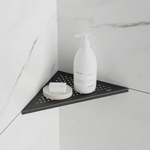 Qeke 2 Pack Bathroom Corner Shelf, Recessed 10" Shower Shelf Caddy, SUS304 Stainless Steel Shelf Wall Mount Triangular, No Drilling, Matte Black